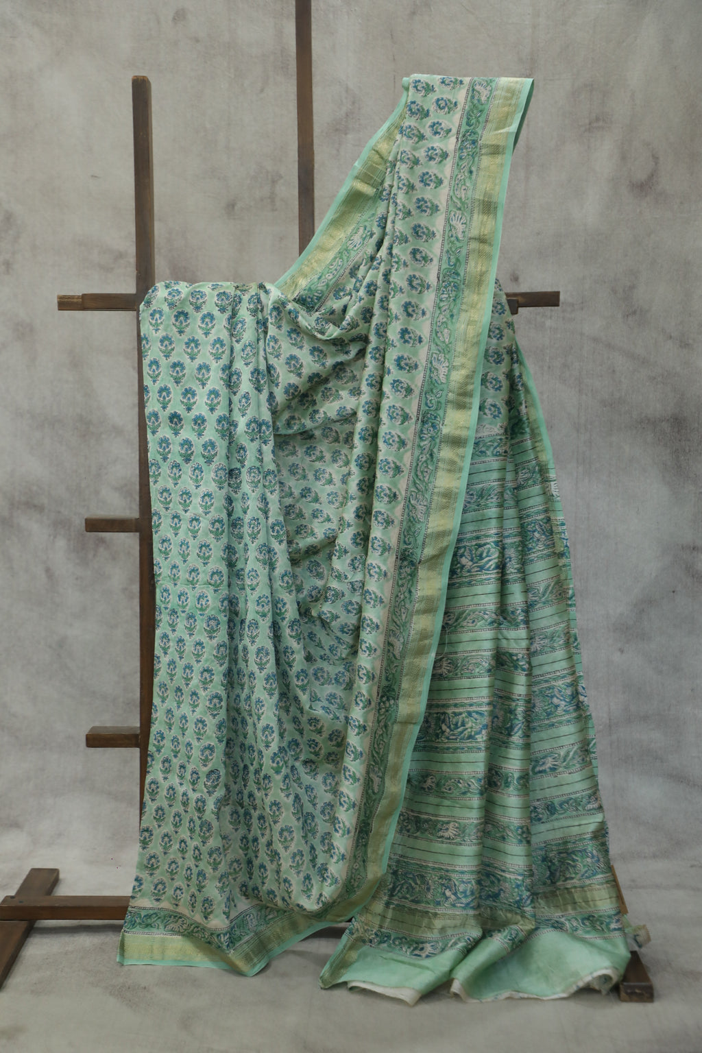Mint Green HBP Cotton Silk Saree With Maheshewari Border - SRMGCSS867 ...