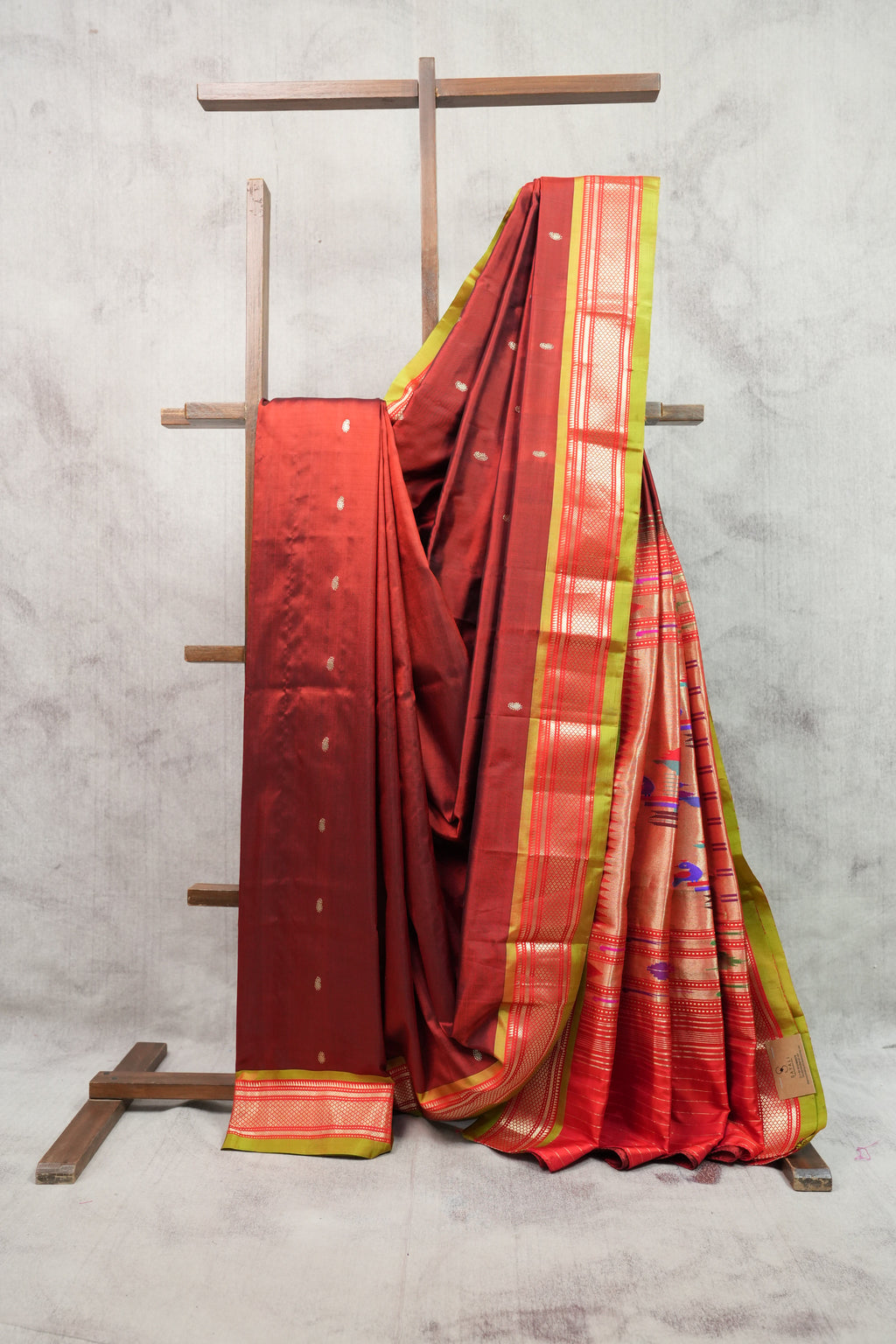Maroon Silk Paithani Saree - SRMSPS457 | Sayali Rajadhyaksha Sarees