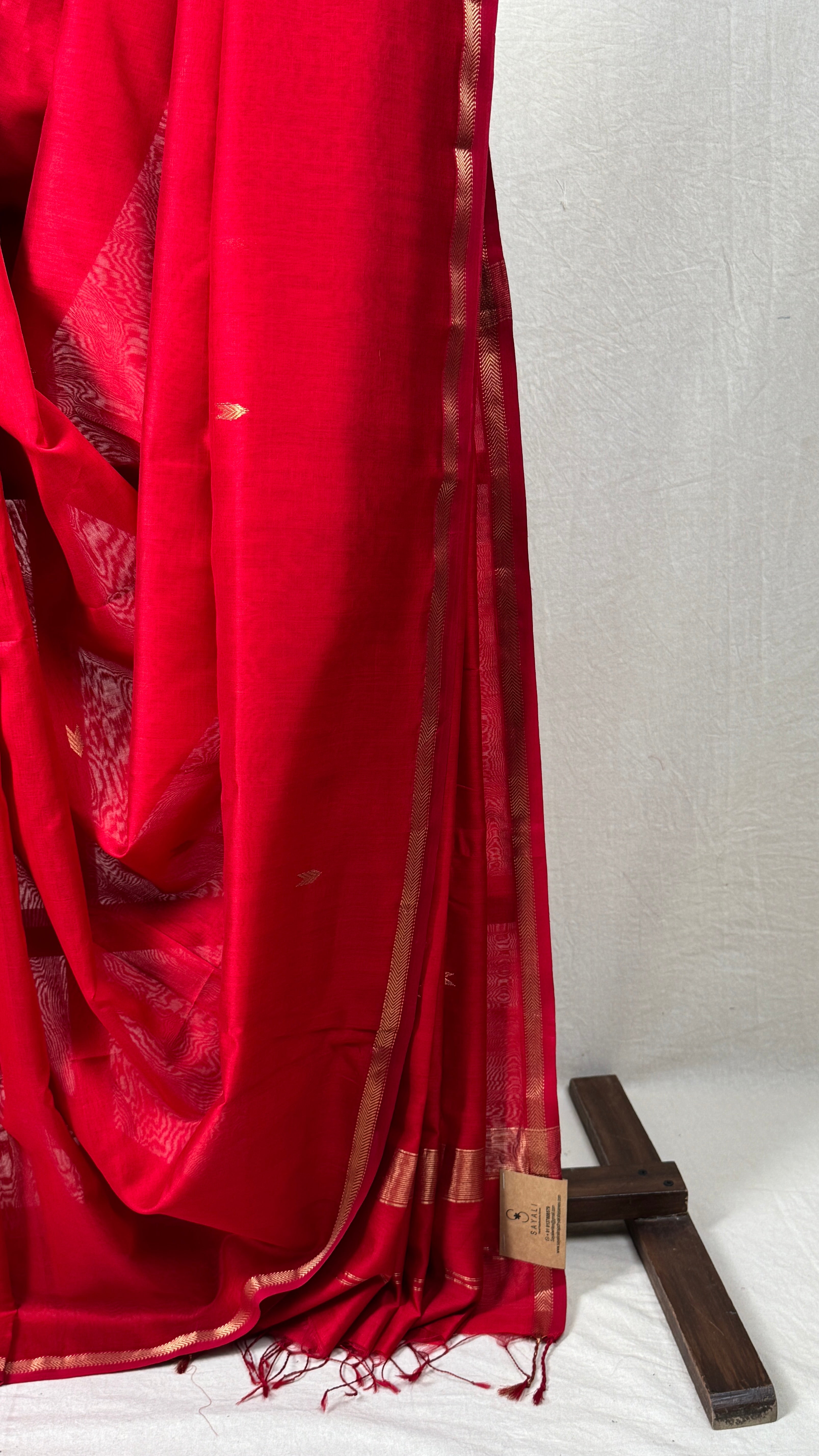 Red Maheshwari Saree - SRRMS688 | Sayali Rajadhyaksha Sarees - Sayali ...